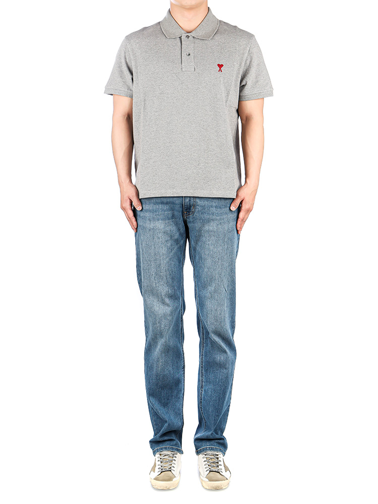 AMI PARIS(아미 파리) [아미] 23FW (UPL001 760 055) 남성 하트로고 카라 반팔 티셔츠 | S.I ...