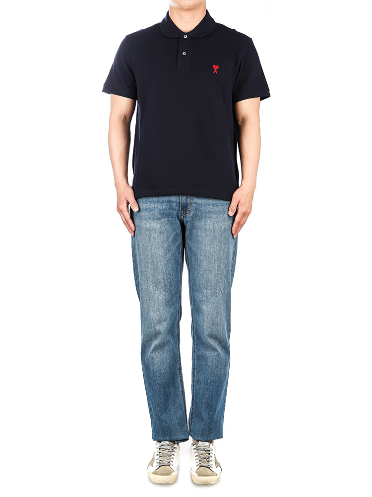 AMI PARIS(아미 파리) [아미] 23FW (UPL001 760 430) 남성 하트로고 카라 반팔 티셔츠 | S.I ...