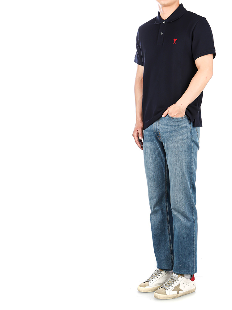 AMI PARIS(아미 파리) [아미] 23FW (UPL001 760 430) 남성 하트로고 카라 반팔 티셔츠 | S.I ...